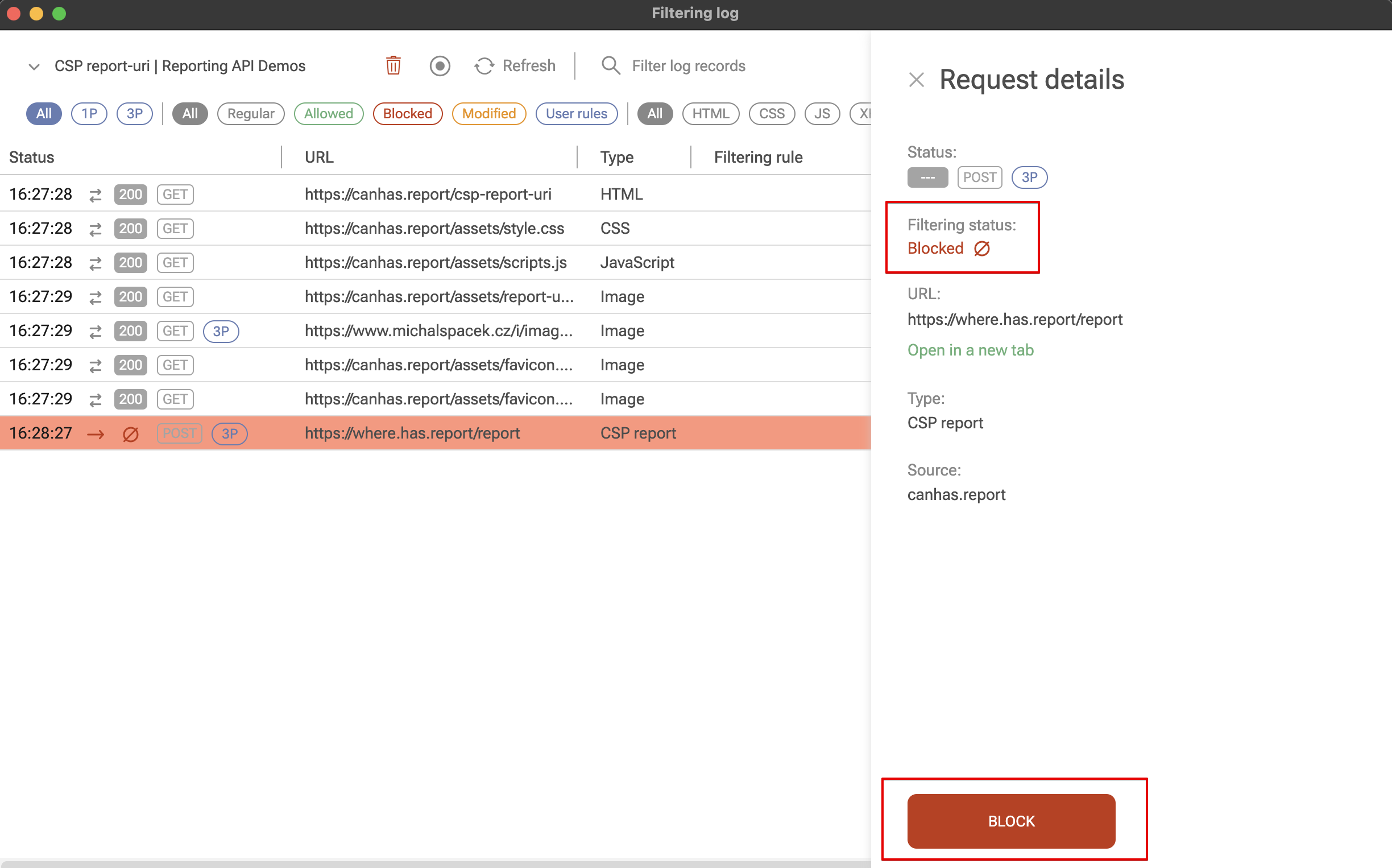 Blocked CSP request is suggested to be blocked again in filtering log · Issue #2547 ...