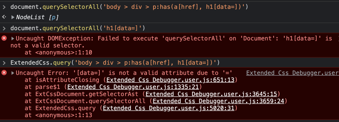 Fix ':has()' pseudo-class due to · Issue #154 · AdguardTeam/ExtendedCss · GitHub