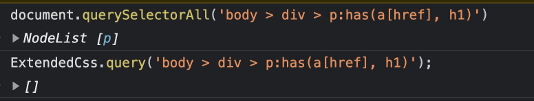 Fix ':has()' pseudo-class due to · Issue #154 · AdguardTeam/ExtendedCss · GitHub